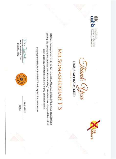 Somashekhar T S On Linkedin Extramileraward Iiitb Achievementunlocked