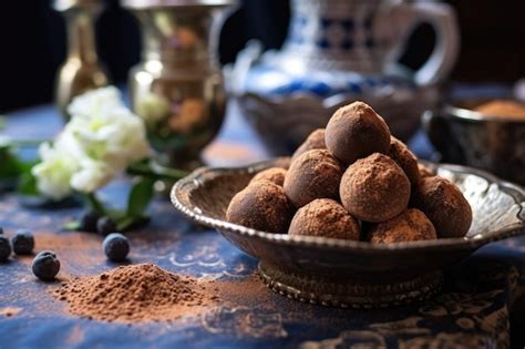 Premium Ai Image Chocolate Truffles Dusted With Cocoa Powder Created