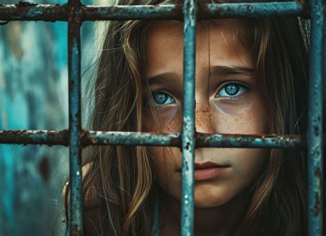Ai Generated Young Girl Staring Through Bars With Sad Look Documentary