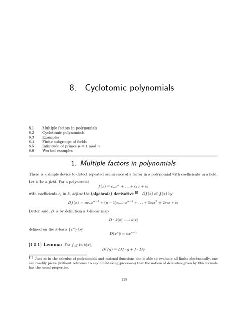 Cyclotomic Polynomials Pdf Group Mathematics Polynomial