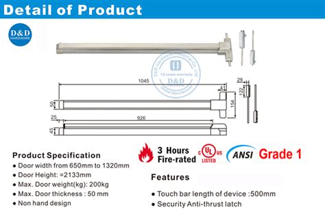 Steel ANSI Grade Emergency Door UL C Panic Exit Device DDPD From China Manufacturer D D