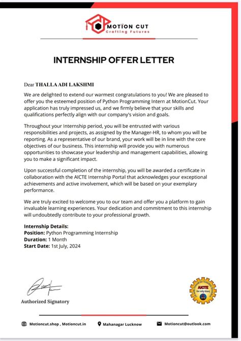 Thalla Adi Lakshmi On Linkedin Internship Python Programming