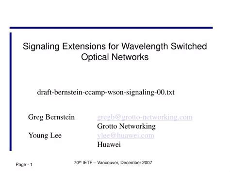 Ppt Signaling Extensions For Wavelength Switched Optical Networks Powerpoint Presentation Id