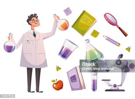 실험 분석 생물학 화학 의학 과학자 화학 도구 장비 격리 된 세트 수집 일러스트레이션을 가진 과학 의사 캐릭터 개체 그룹에 대한 스톡 벡터 아트 및 기타 이미지 Istock