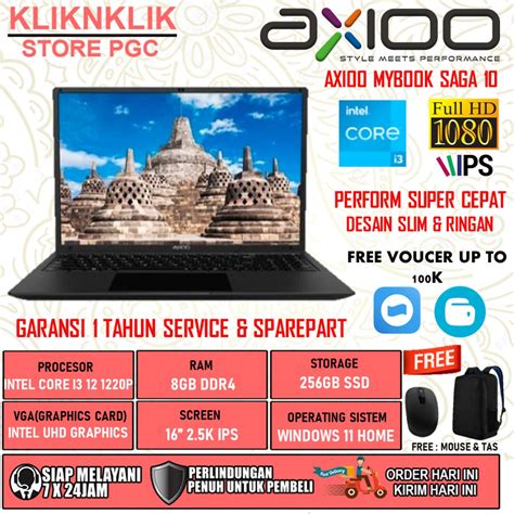 Jual LAPTOP AXIOO MYBOOK SAGA 10 INTEL CORE I3 1220P RAM 8GB 512GB SSD 2 5K IPS WINDOWS 11 HOME
