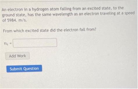 Solved An Electron In A Hydrogen Atom Falling From An Chegg Com