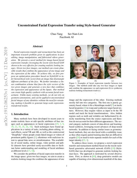 unconstrained facial expression transfer using style based generator