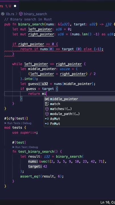 Rust Exercise Binary Search Part 2 Asmr Rustlang Youtube