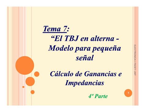 Pdf Tema 7 “el Tbj En Alterna Modelo Para Pequeña Señal · Int