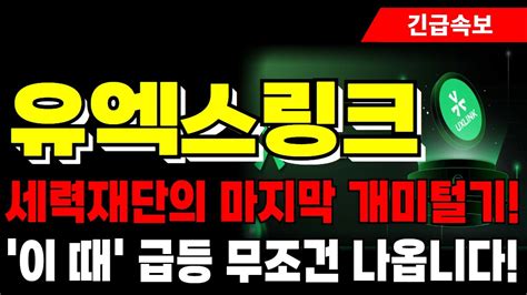 유엑스링크 코인 전망 세력 재단의 마지막 개미털기 이 때 급등 무조건 나옵니다 Youtube