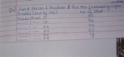 Q4.] Find Mean \& Median \$-For the following infor \begin{tabular} { l c..