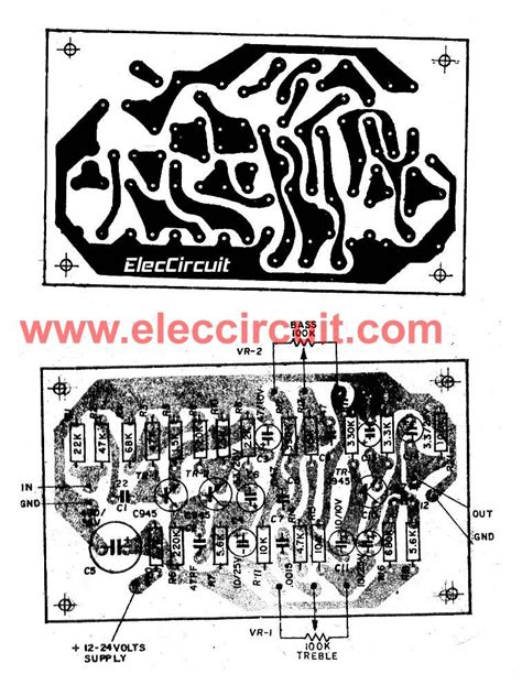 7 Tone Control Circuit Diagram With Pcb Layout Eleccircuit Circuit Audio Amplifier Tones