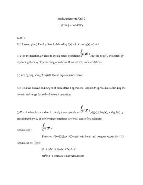 Week 2 Week Two Written Assignment Math Assignment Unit 2 By
