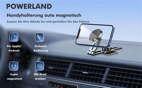 Powerland Handyhalter Magnet 【teleskoparm Klappbarer Autotelefonhalter Aus Metall】 Universale