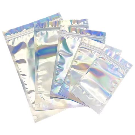 In Stock Holographic Stand Up Pouches 100pcs Polysmarts Packaging