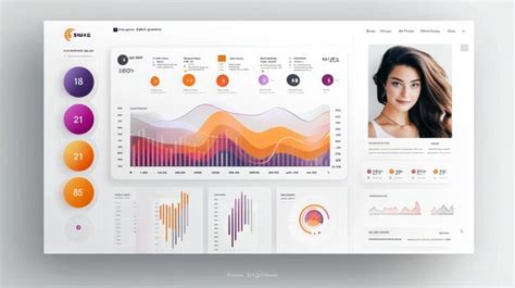 Data Analysis Dashboard with Female Portrait and Charts | Premium AI-generated image