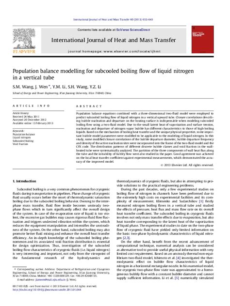 Pdf Population Balance Modelling For Subcooled Boiling Flow Of Liquid Nitrogen In A Vertical Tube
