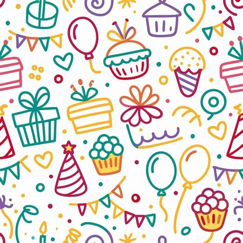 Happy Birthday Pattern Premium Ai Generated Vector