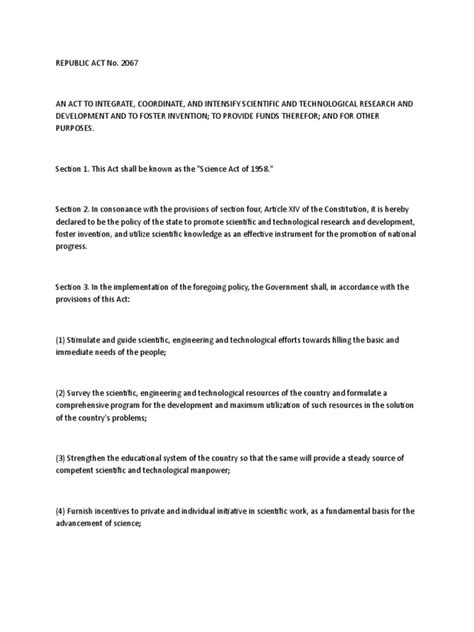 Republic Act Pdf Science Research And Development