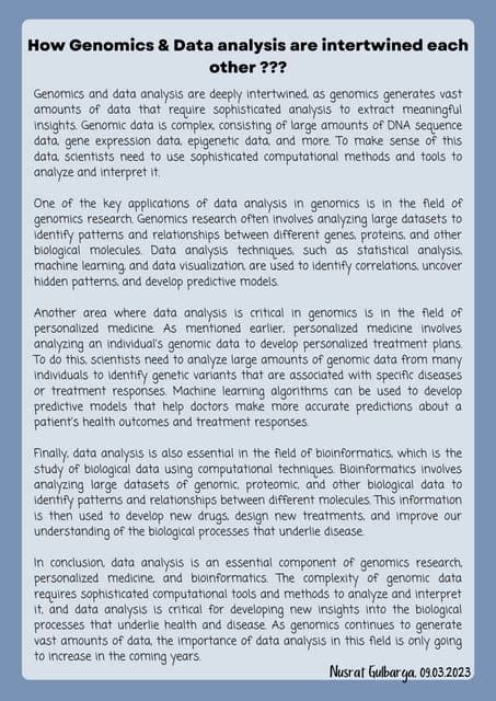 How Genomics And Data Analysis Are Intertwined Each Other 1pdf