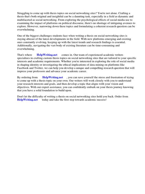 Thesis Topics On Social Networking Sites Pdf Social Networking