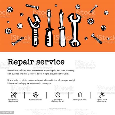 자동차 서비스 개념입니다 자동차 부품 및 도구 자동차 서비스 타이어 서비스 자동차 수리 등으로 설정 합니다 낙서 잉크 스타일 벡터 일러스트 레이 션입니다 개념에 대한 스톡
