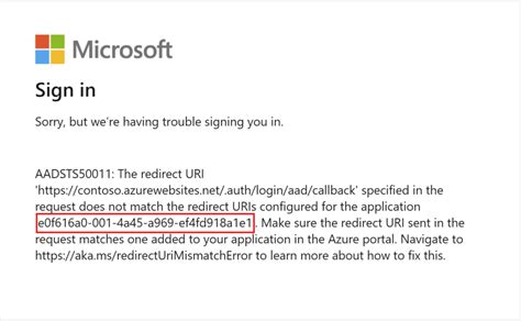 Error Aadsts50011 With Openid Authentication The Redirect Uri