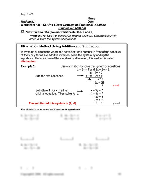 SOLUTION Elimination Method Studypool