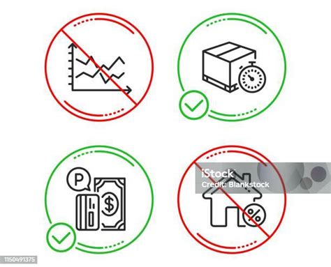 다이어그램 차트 주차 지불 및 배달 타이머 아이콘을 설정 합니다 대출 집 기호입니다 벡터 그래프에 대한 스톡 벡터 아트 및 기타 이미지 Istock