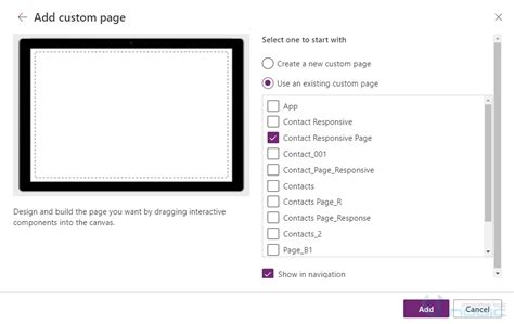 Adding Custom Pages In Model Driven App With Responsive Layouts