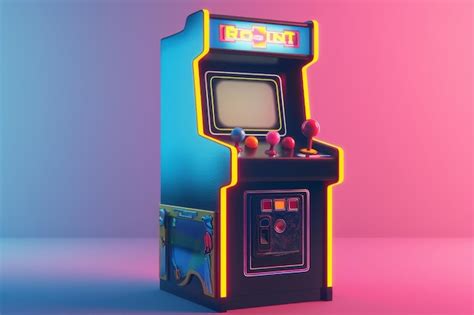 Premium Photo Arcade Cabinet And Joystick Illustrating A Classic Arcade Cabinet With A Premium Photo Arcade Cabinet And Joystick Illustrating A Classic Arcade Cabinet With A