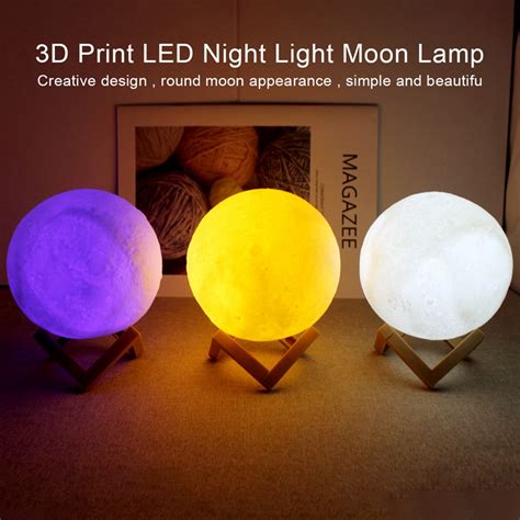 Led Moon Lamp Battery Powered Night Light With Stand Starry Bedroom