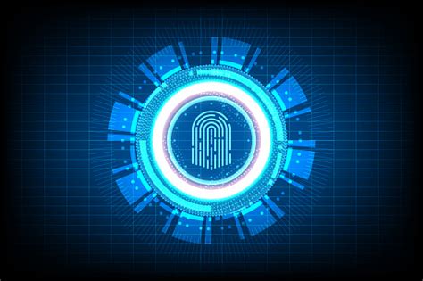 Vector Abstract Security System Concept With Fingerprint On Technology