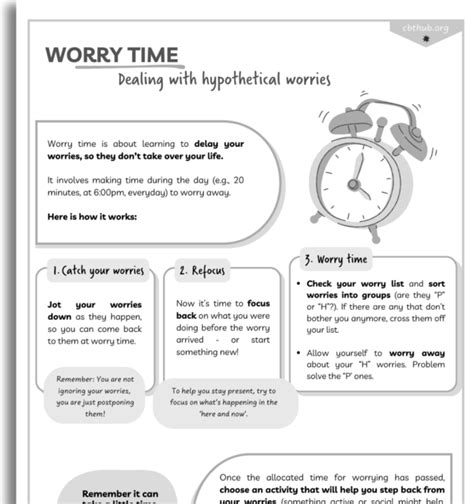 Worry Time In 3 Steps Cbt Worksheet For Teens