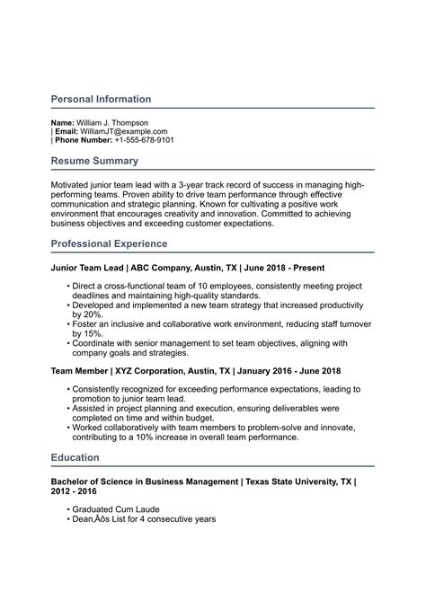 Team Lead Resume Examples And Templates 2025 Resume Buildr