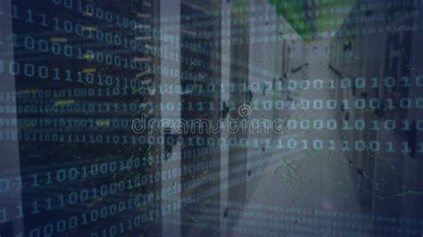 Animation Of Binary Coding Over Server Room Stock Video Video Of Room