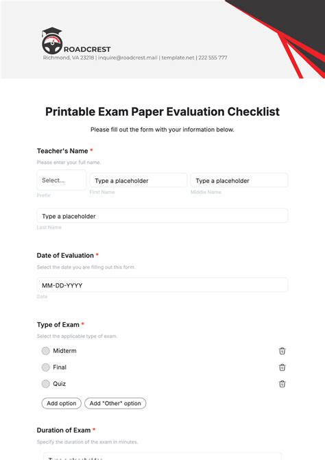Free Exam Templates To Edit Online