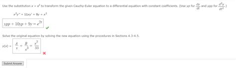 solved use the substitution x et to transform the given