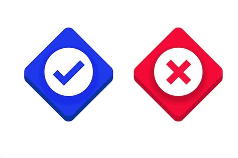 Blue Check Mark And Red Cross Mark Buttons Vector Premium Ai