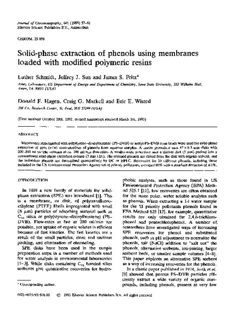 Pdf Solid Phase Extraction Of Phenols Using Membranes Loaded With