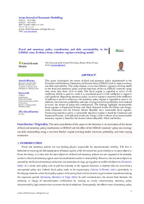 Pdf Fiscal And Monetary Policy Coordination And Debt Sustainability