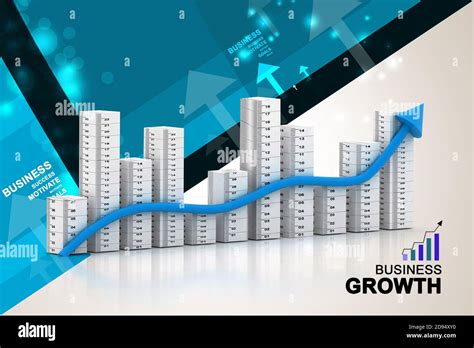 Digital Illustration Of Business Graph With Arrow Showing Growth And Profit Stock Photo Alamy