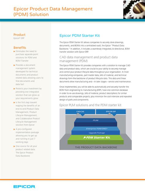 Epicor Erp Product Data Management Solution Fs Ens Pdf Product Lifecycle Systems Engineering