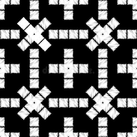 Seamless Abstract Geometric Pattern Mosaic Texture Brushwork Hand Hatching Scribble Texture