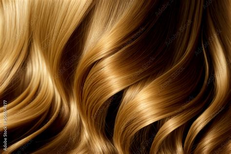 Beautiful Shiny Honey Blonde Hair Texture Closeup Generative Ai Stock