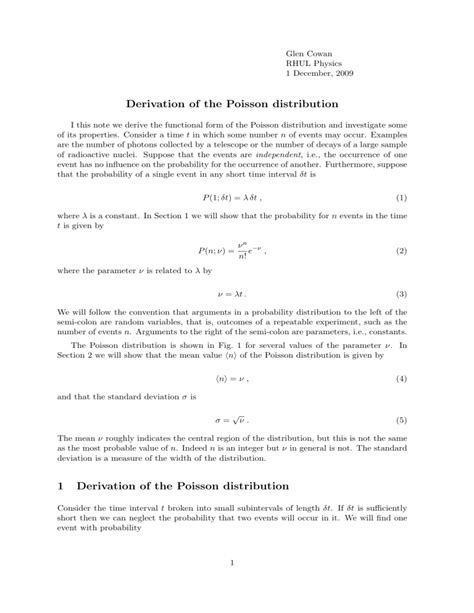 Poisson Distribution Derivation Physics Lecture Notes