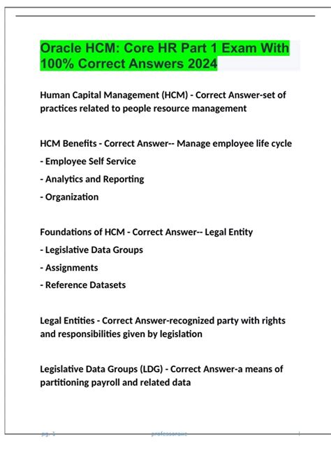 Oracle Hcm Core Hr Part 1 Exam With 100 Correct Answers 2024 Oracle Hcm Core Hr Stuvia Us