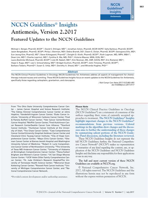 Antiemesis Version 2 2017 Nccn Guidelines Insights Pdf Chemotherapy Drugs