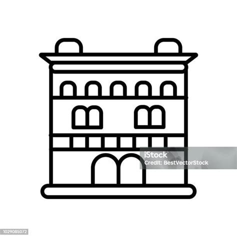 흰색 배경 사라고사 Lonja 기호 선 또는 선형 기호 개요 스타일에서 요소 디자인에 고립 된 사라고사 Lonja 아이콘 벡터 0명에 대한 스톡 벡터 아트 및 기타 이미지