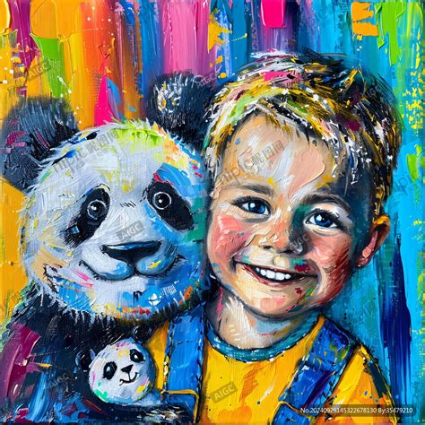 Ai创作图丙烯肖像画 熊猫题材油画 熊猫油画 丙烯酸肖像 油漆肖像画 儿童厚涂油画肌理 大熊猫油画 抽象画大熊猫 艺术画大熊猫 小朋友油画 可爱熊猫画家头像 五颜六色的肖像画 可爱熊猫绘画